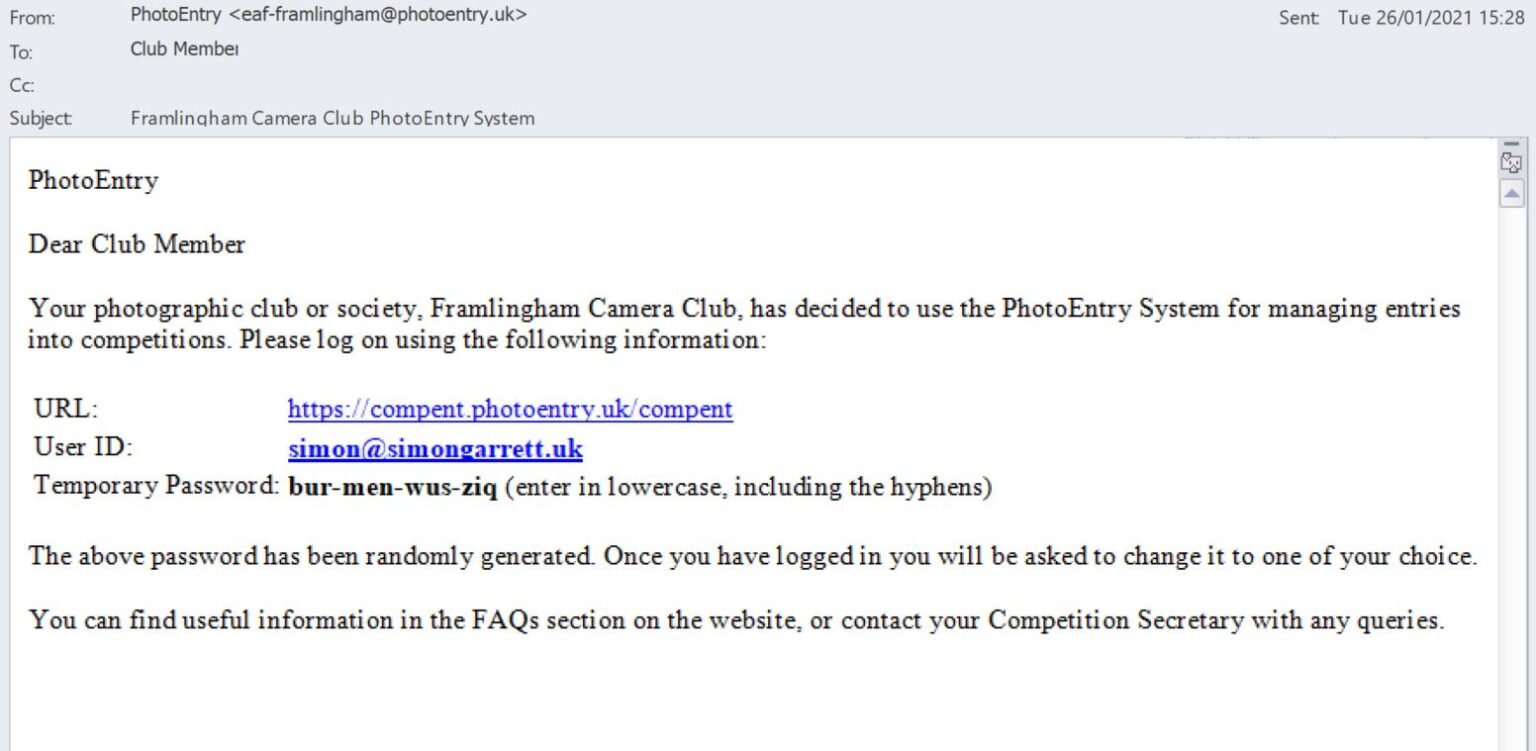 Using PhotoEntry – Framlingham Camera Club
